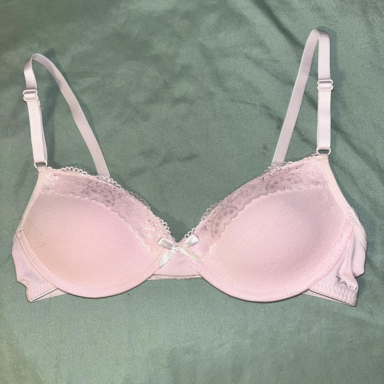Coquette pink lace bra(no wire)- Never worn, Size 32A - Depop