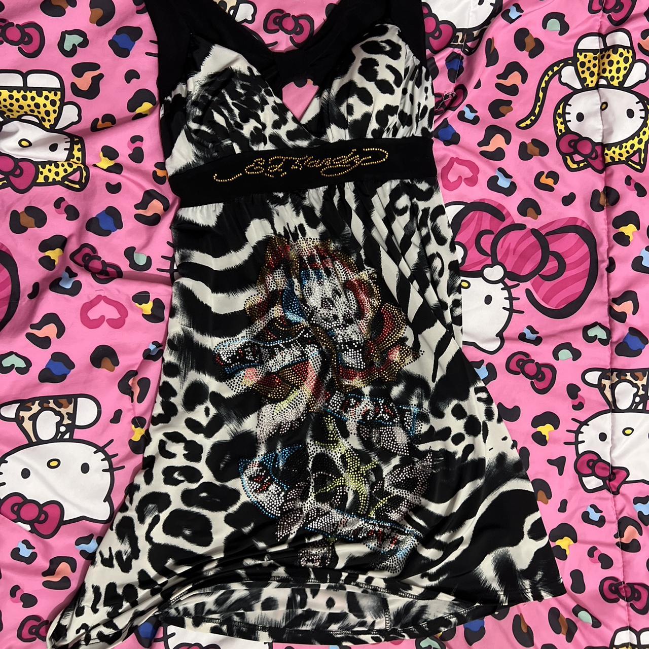 rare vintage ed hardy gem stone zebra and cheetah... - Depop