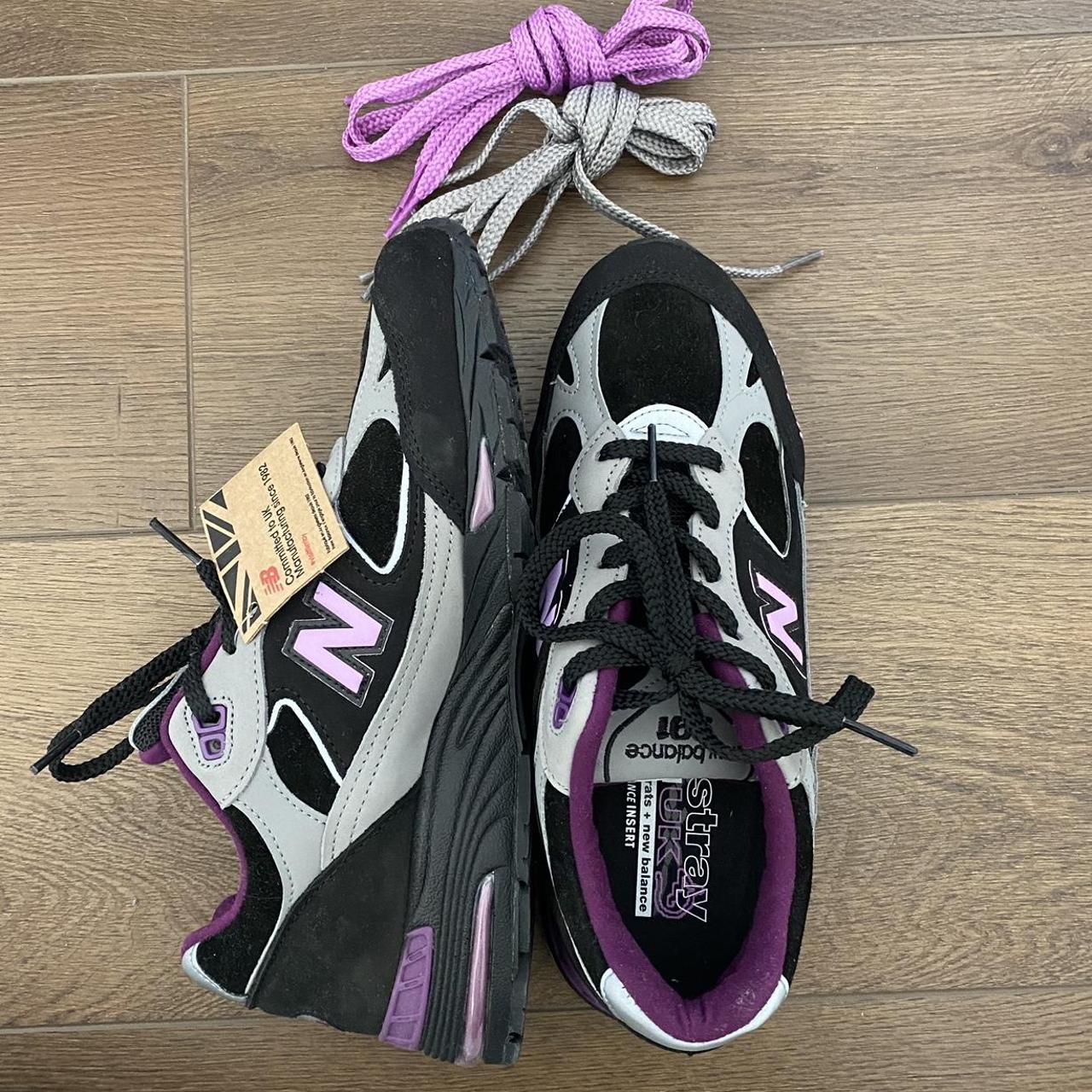 Stray Rats Women's Black and Purple Trainers | Depop