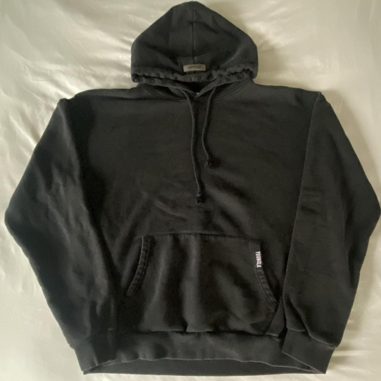 youngla basic black hoodie size: xl (unsure if men’s... - Depop