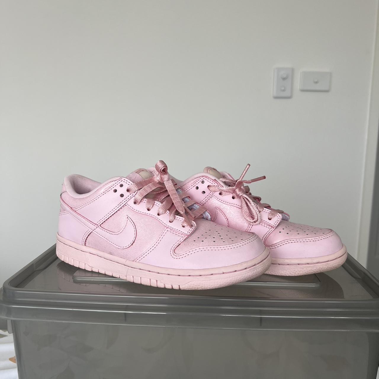 All Pink Low Nike Dunk. Size 5Y or around a womens... - Depop