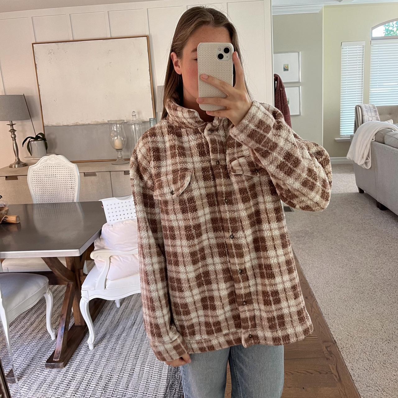 Cold Crush Brown Plaid Sherpa Jacket this jacket is... - Depop