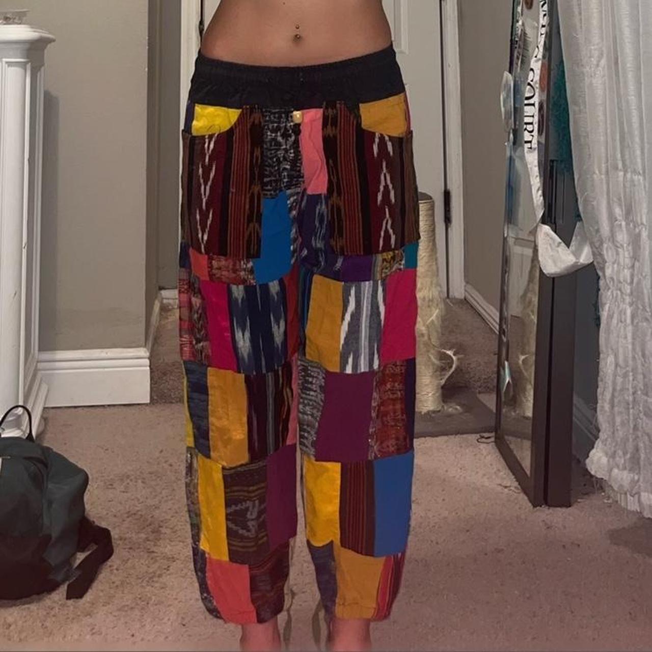 Handmade patchwork boho pants. Adjustable with a... - Depop
