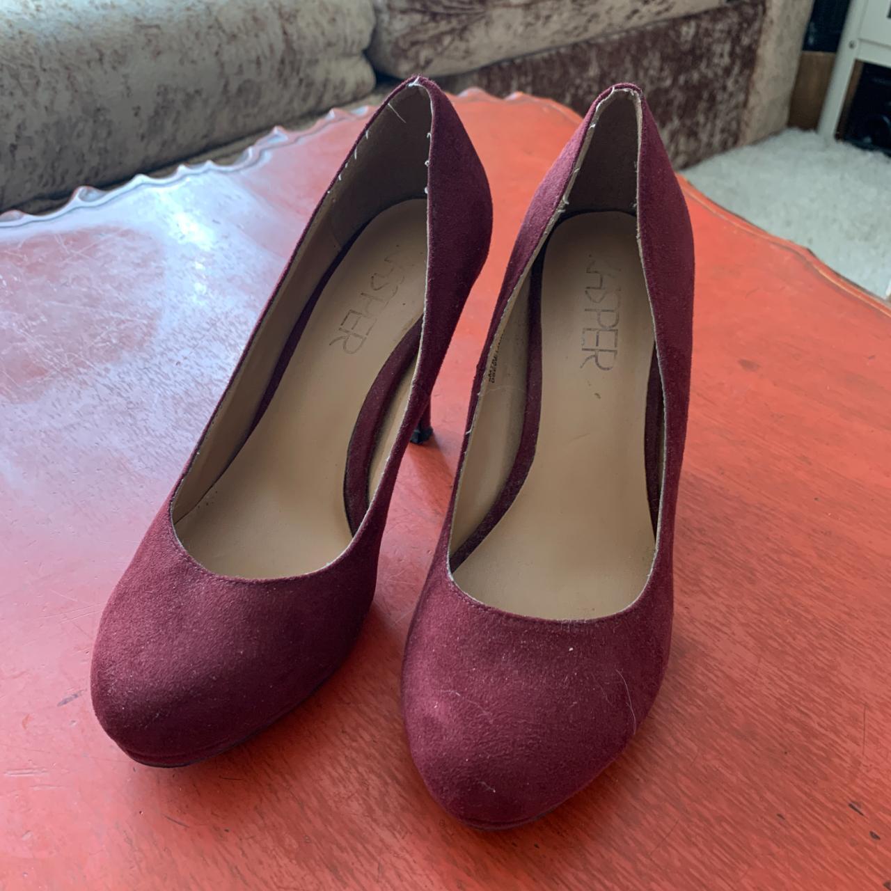 suede maroon heels by kasper! well-worn and loved,... - Depop