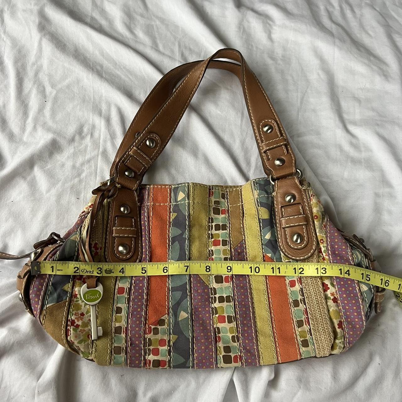 ⋆ ˚｡⋆୨୧˚ 2000s Fossil patchwork shoulder bag ˚୨୧⋆｡˚... - Depop