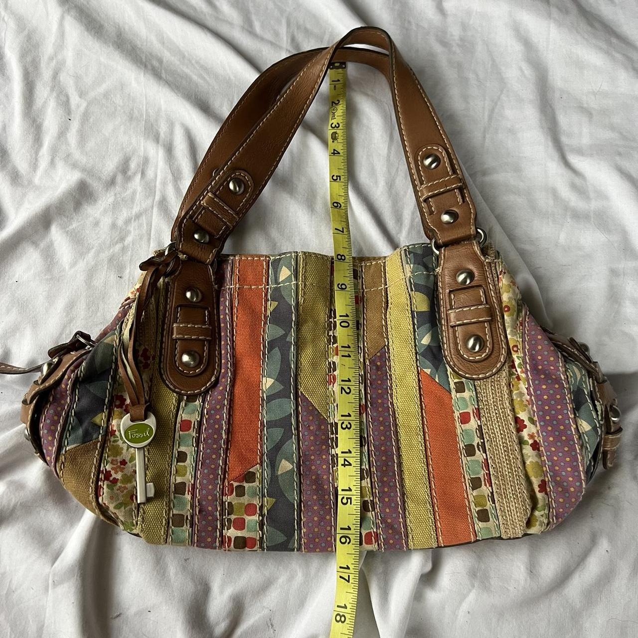 ⋆ ˚｡⋆୨୧˚ 2000s Fossil patchwork shoulder bag ˚୨୧⋆｡˚... - Depop