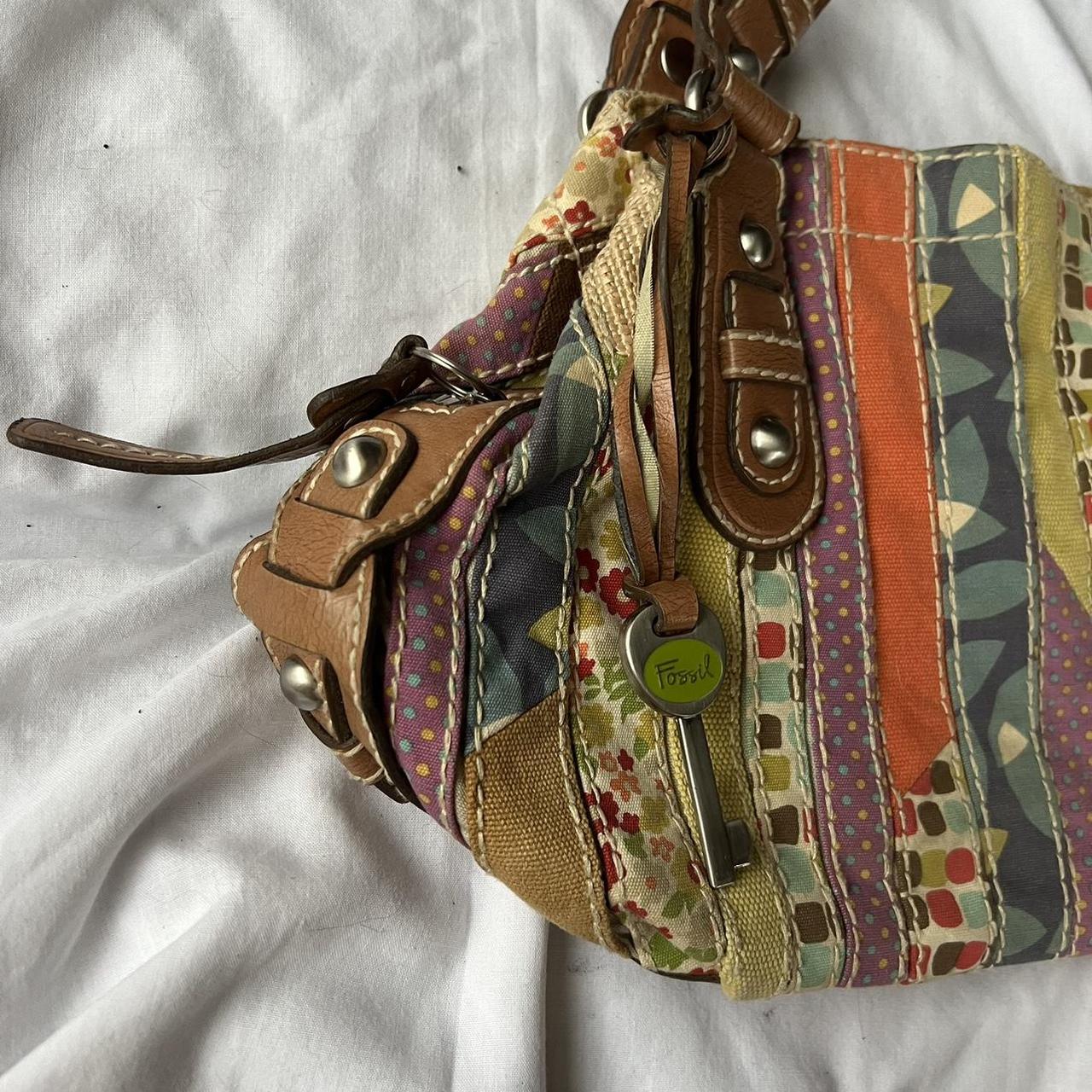 ⋆ ˚｡⋆୨୧˚ 2000s Fossil patchwork shoulder bag ˚୨୧⋆｡˚... - Depop