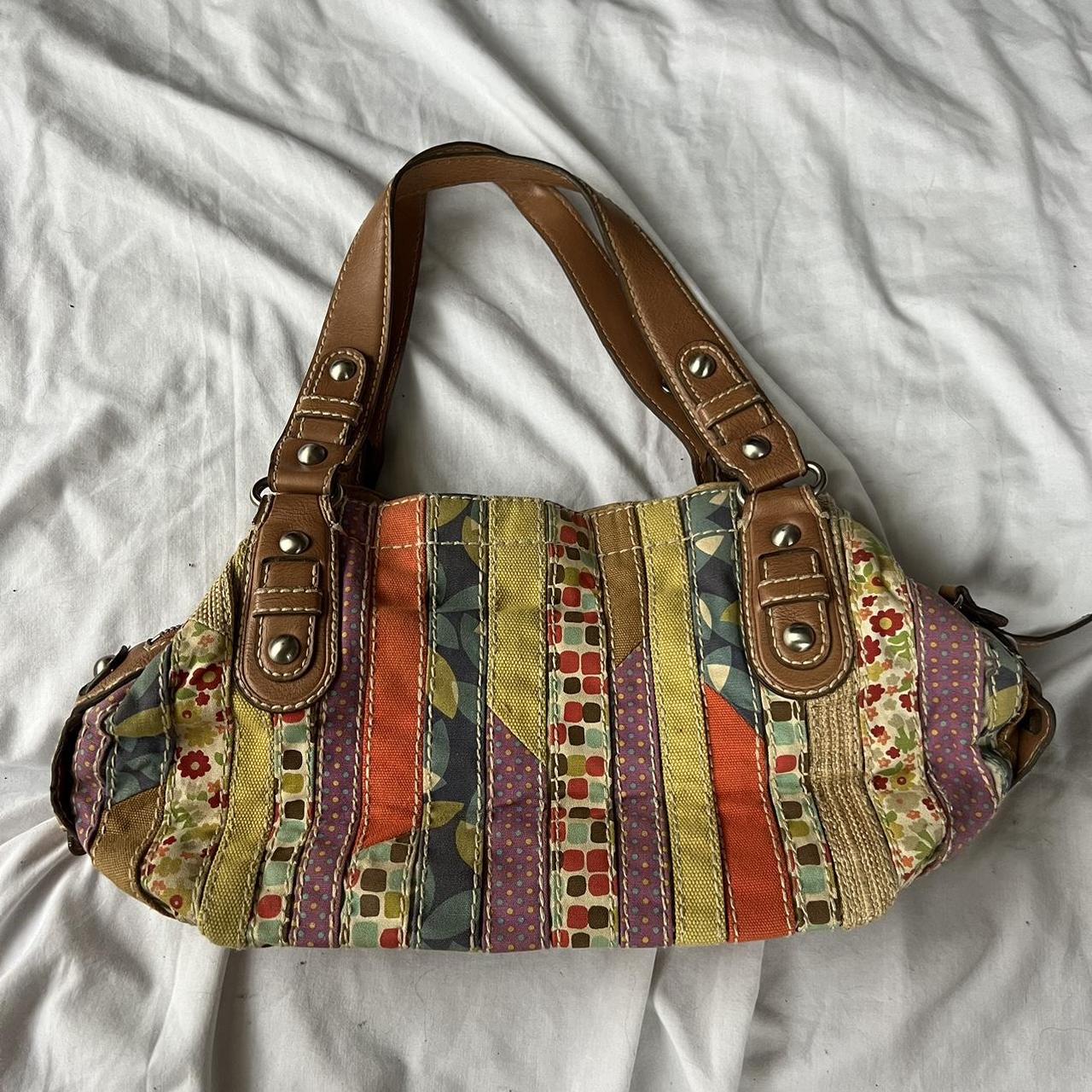 ⋆ ˚｡⋆୨୧˚ 2000s Fossil patchwork shoulder bag ˚୨୧⋆｡˚... - Depop