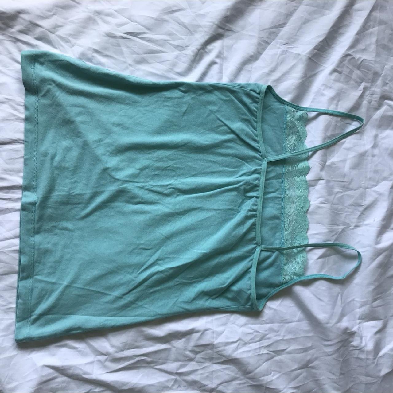 Turquoise blue lace cami top with lace detail No... - Depop