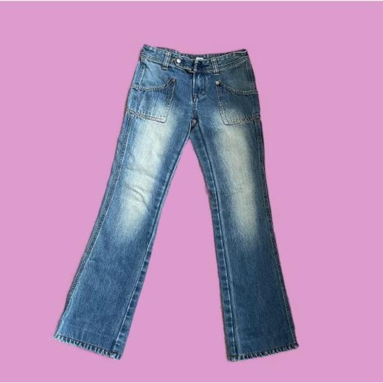 prettiest low rise flared jeans size 8 but runs a... - Depop