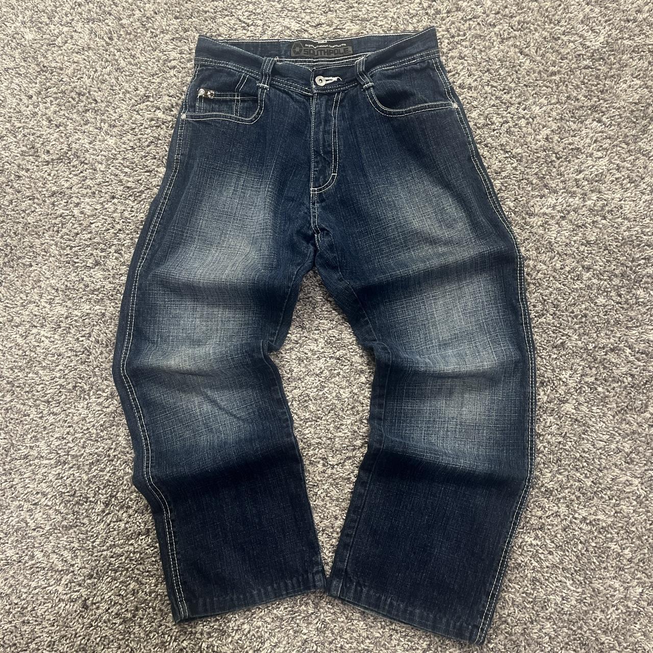 Y2K SouthPole Bleach Wash Brown Tab Heavy Denim... - Depop