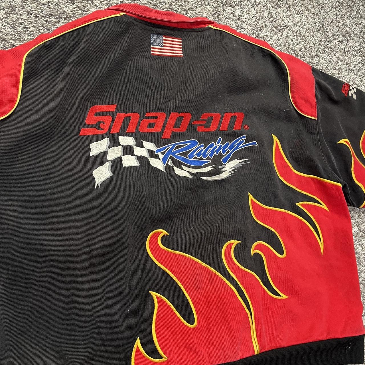 Vintage 90s Snap On Racing Flame Aop Grunge Racing... - Depop