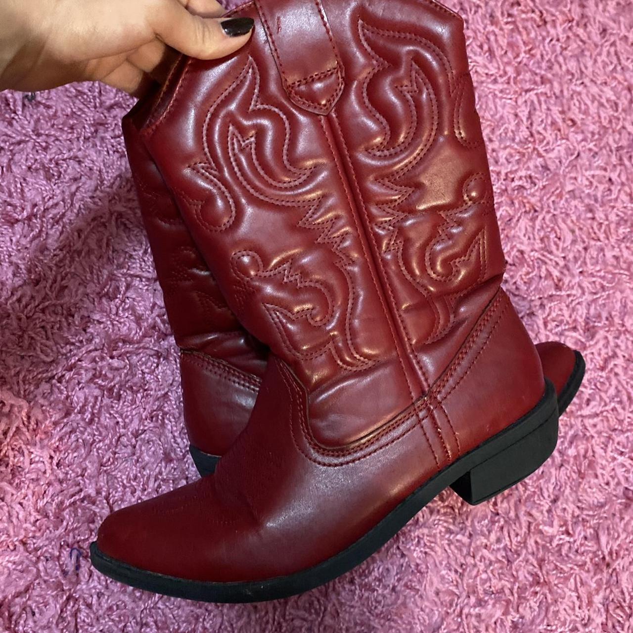 Red cowboy boots have wear on them so reference the... - Depop