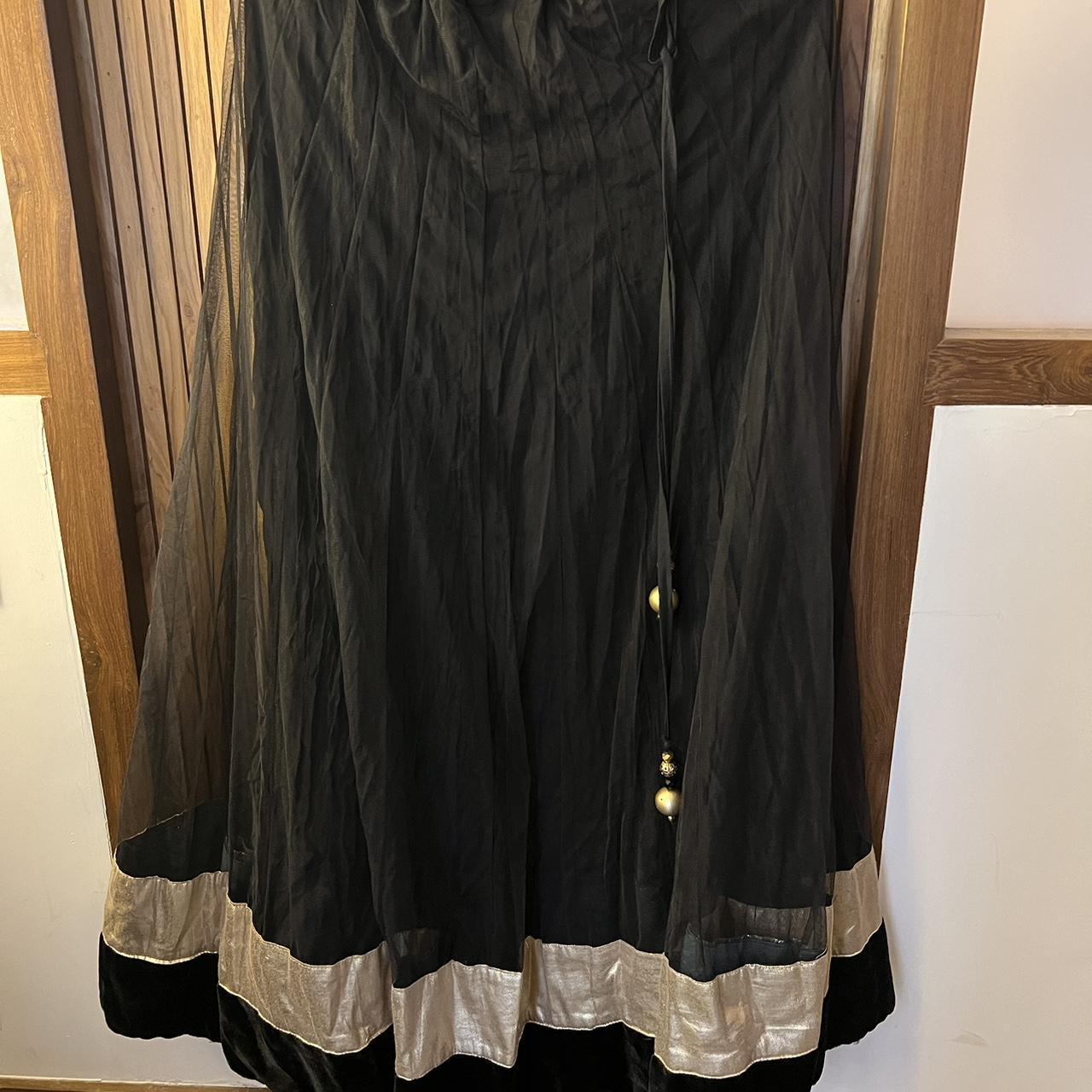 Plain black ghagra / lengha with gold border Net,... - Depop