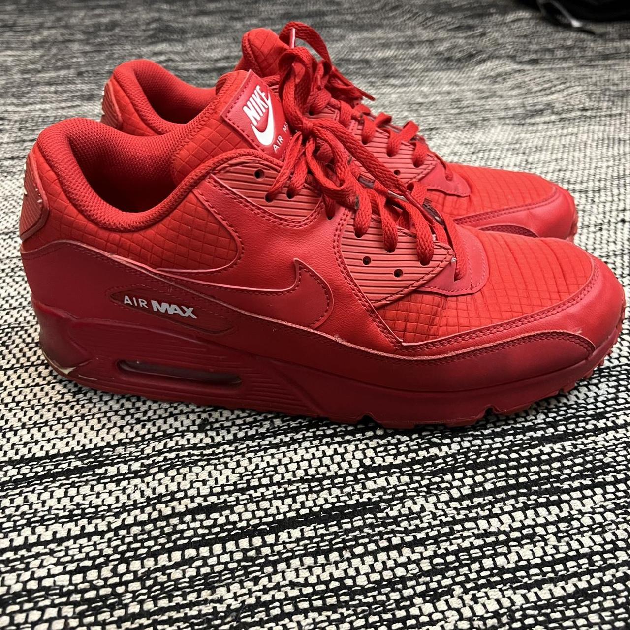 Preloved all red air max 90s, mens 12, daily... - Depop