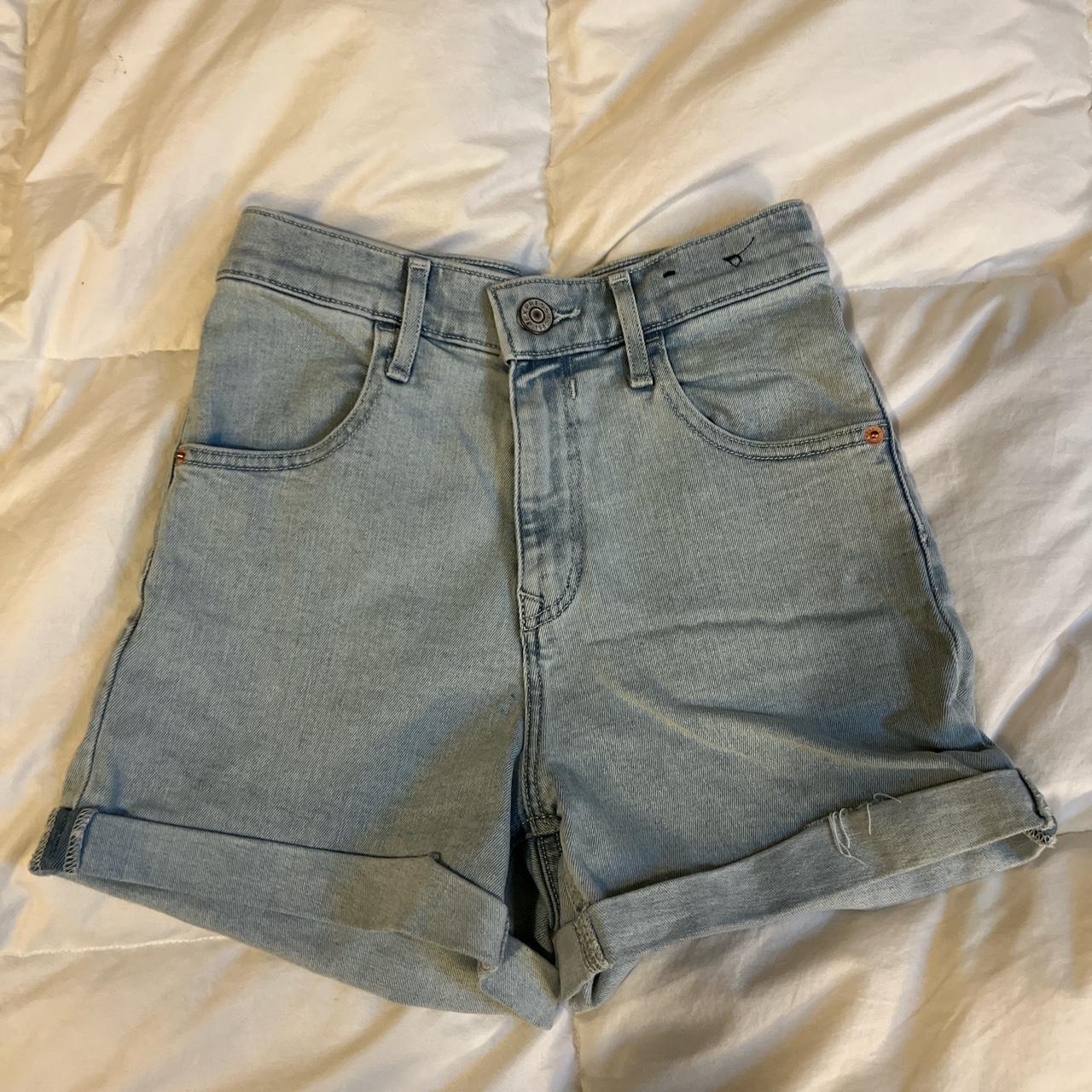 light washed super high rise shorts from express 🐬 -... - Depop