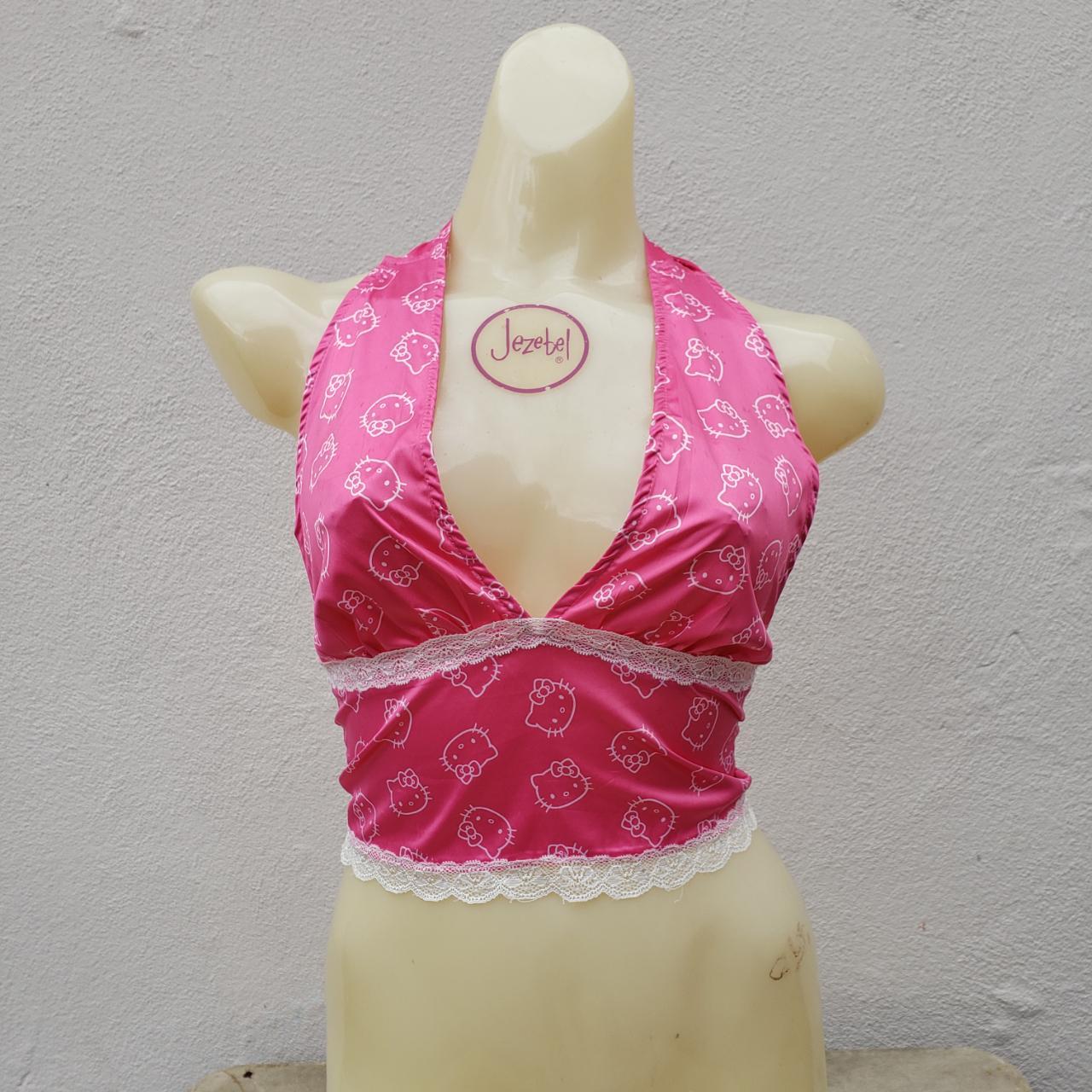 Hello Kitty Women's Pink and White Top | Depop