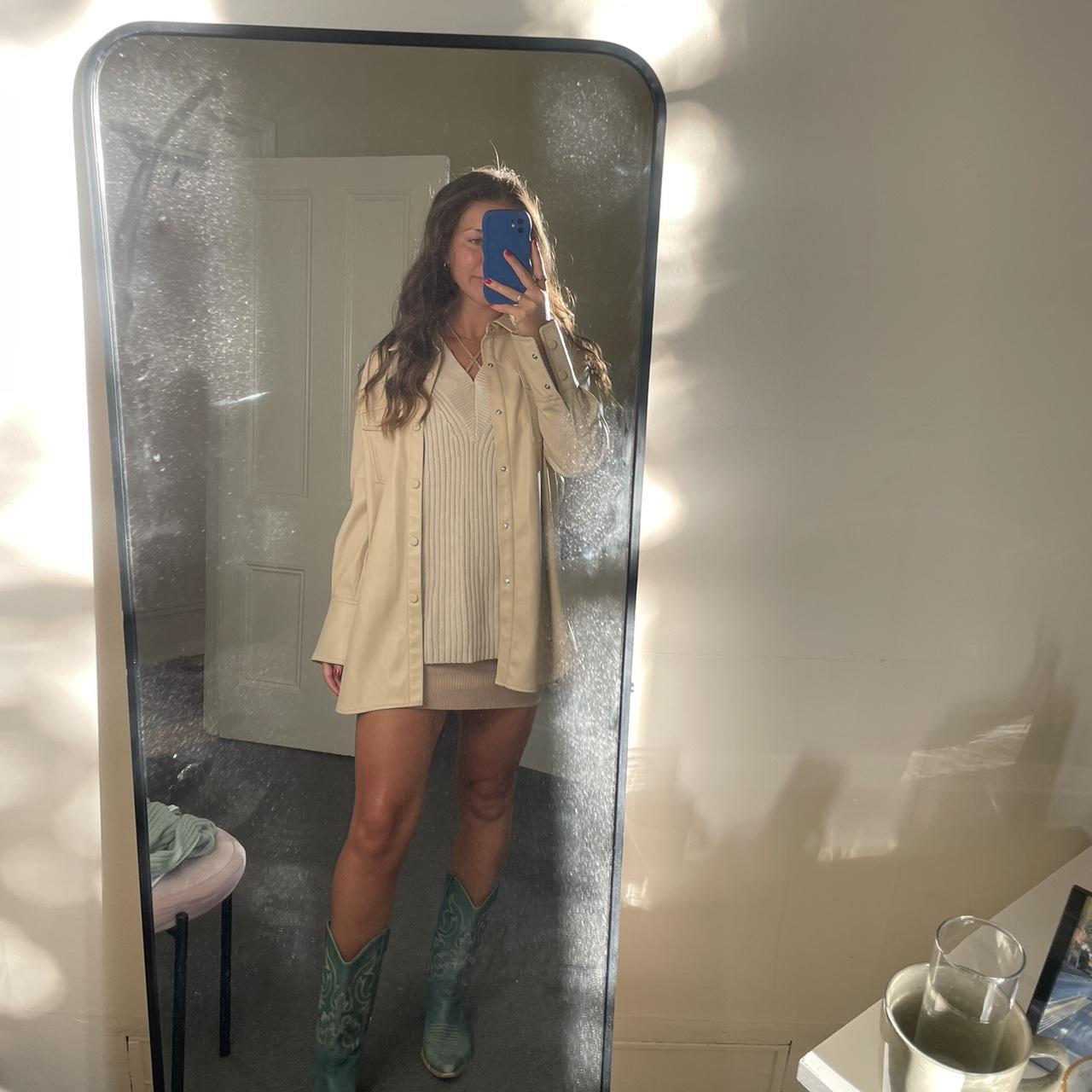 ZARA SHACKET (S) Faux leather, with a belt... - Depop