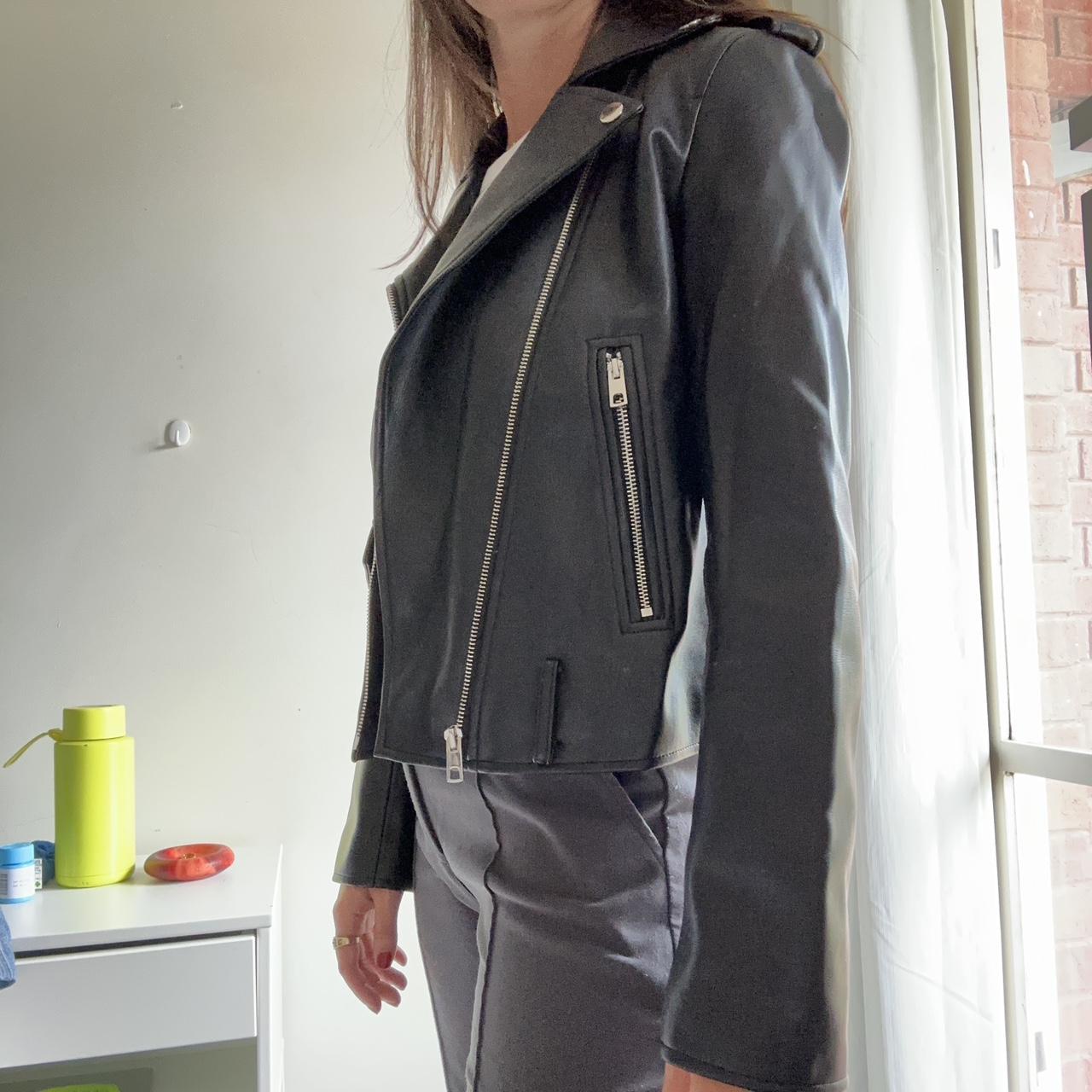 ZARA FAUX LEATHER JACKET (M) Cropped styles jacket... - Depop