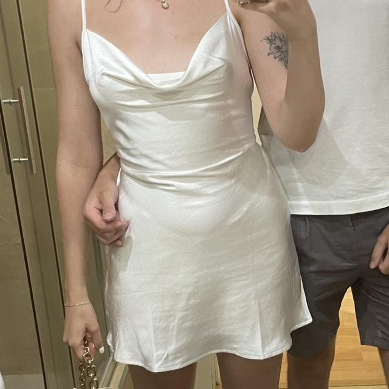 Motel Women's White Dress | Depop