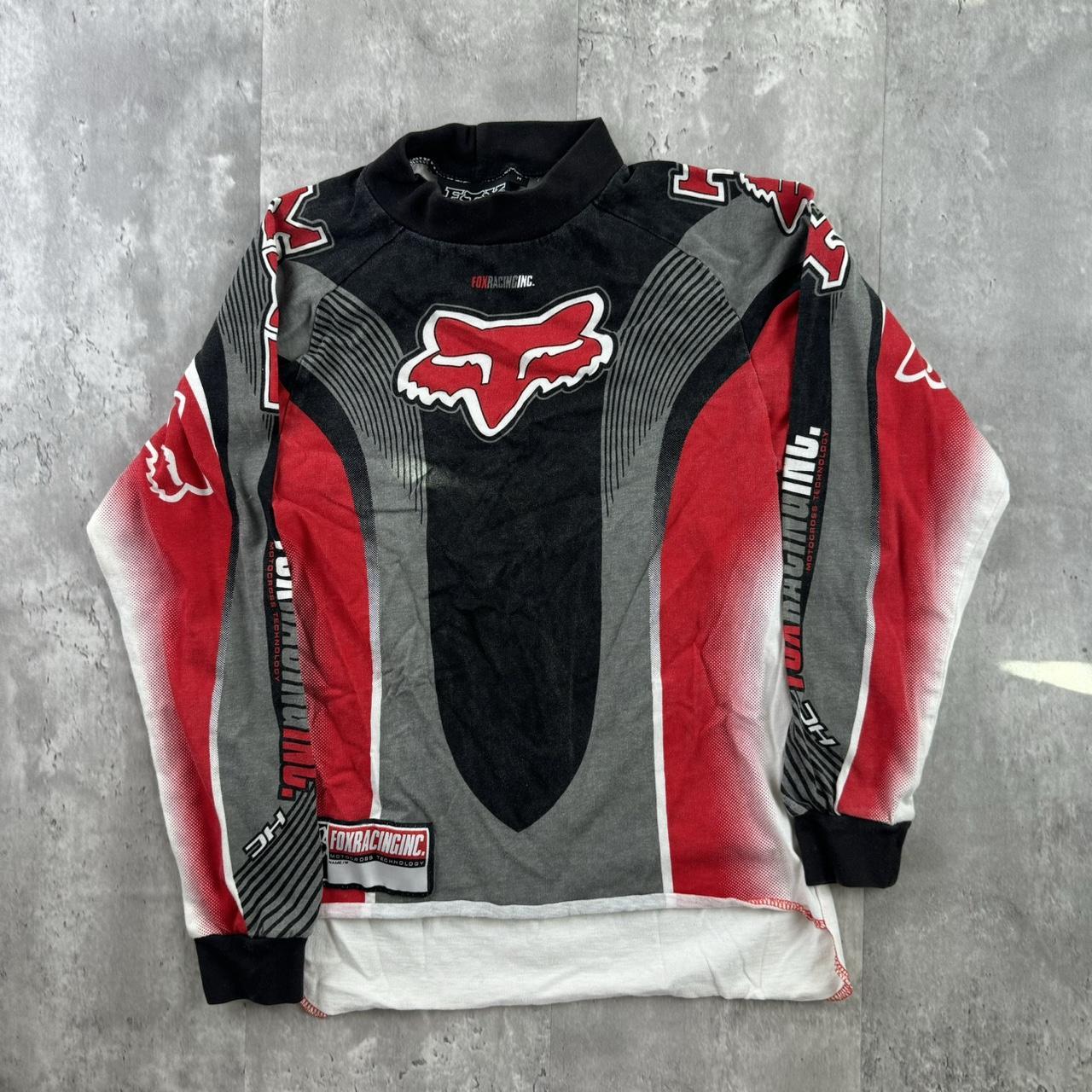 Y2k FOX kids racing longsleeve jersey - Depop