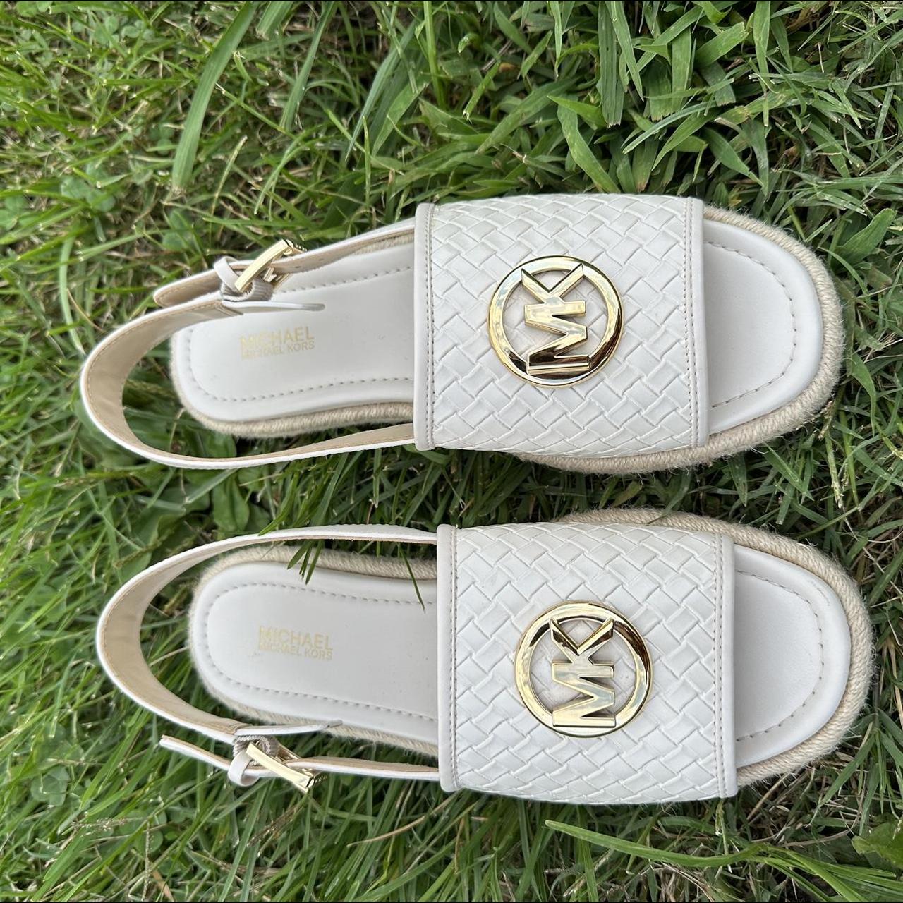 Cream colored sandals only worn a few hours! Has the... - Depop