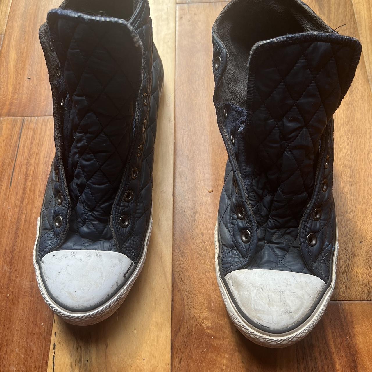 navy blue quilted converse size 11.5 used... - Depop