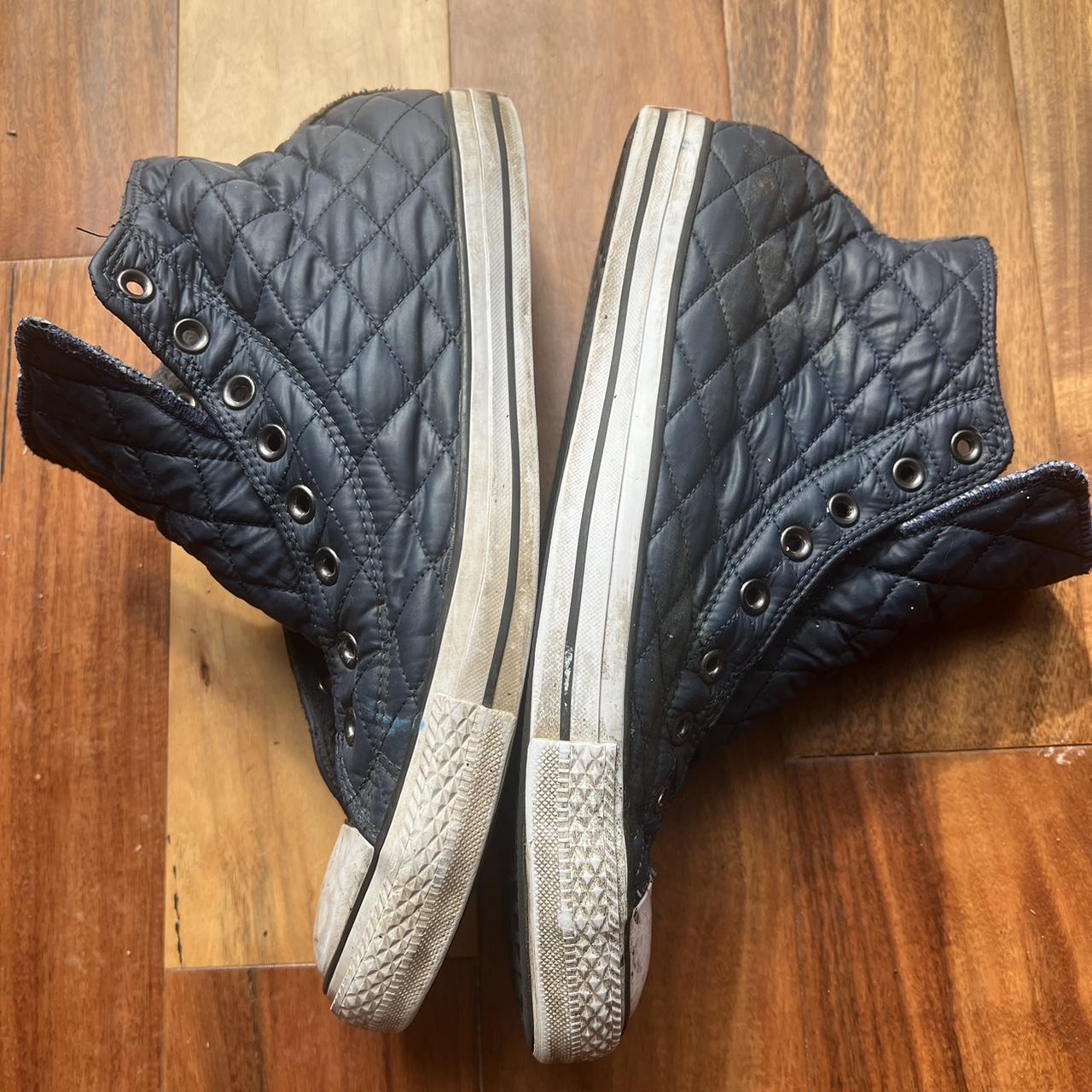 navy blue quilted converse size 11.5 used... - Depop