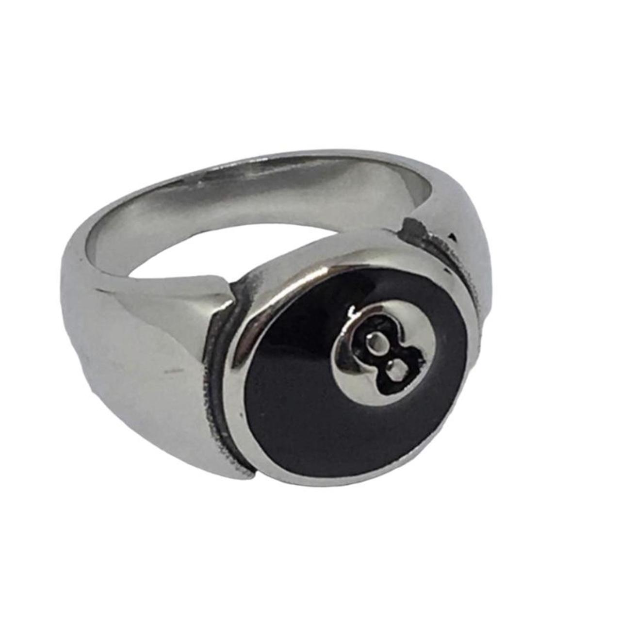 Sliver stainless steal 8 ball pool ring unisex Fast... - Depop