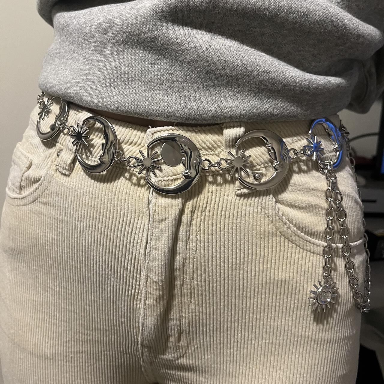 Crescent Moon belt Metal Goth Witch waist chain... - Depop