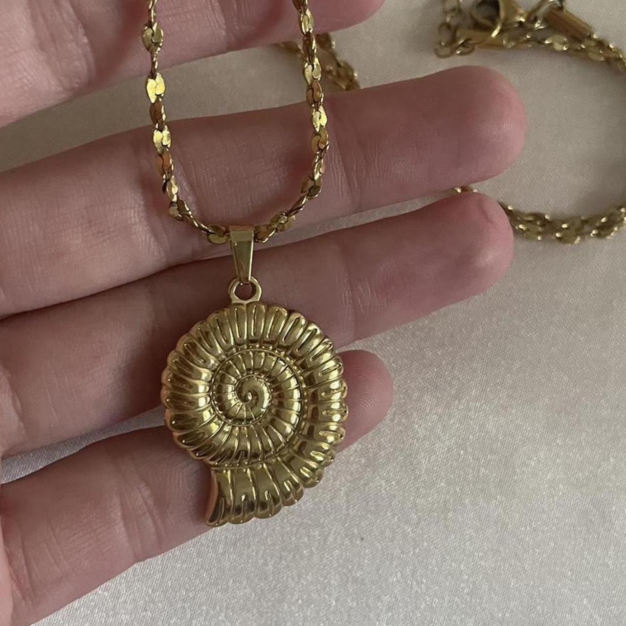 18 karat real gold plated large Ursula shell pendant... - Depop