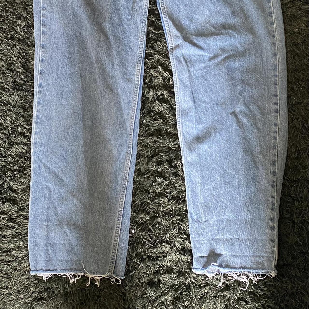 Light blue wash collusion jeans with rough/torn look... - Depop