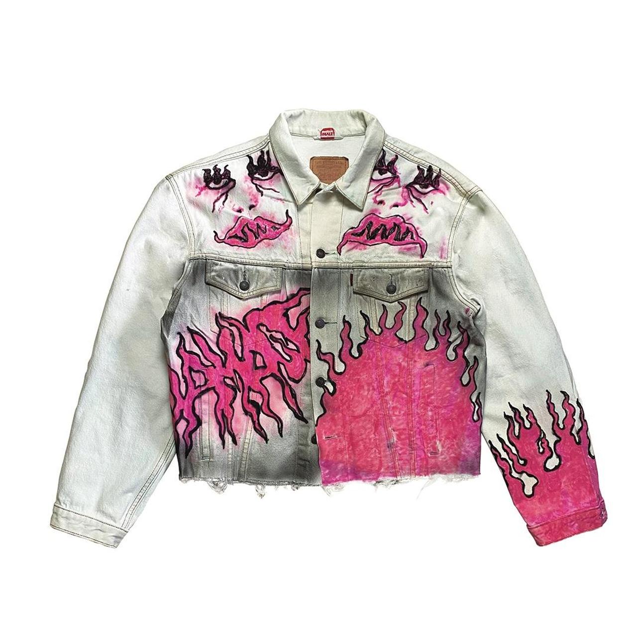 Levis bleaching custom jacket airbrush 1/1... - Depop