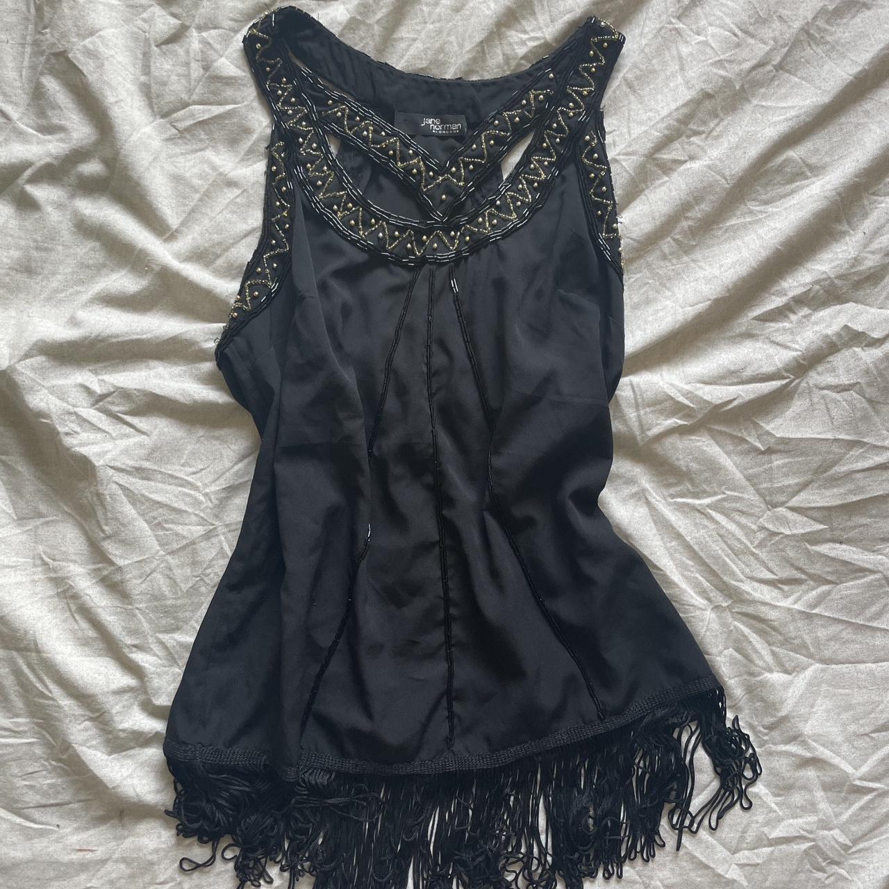 Jane Norman Women's Black and Gold Vest | Depop