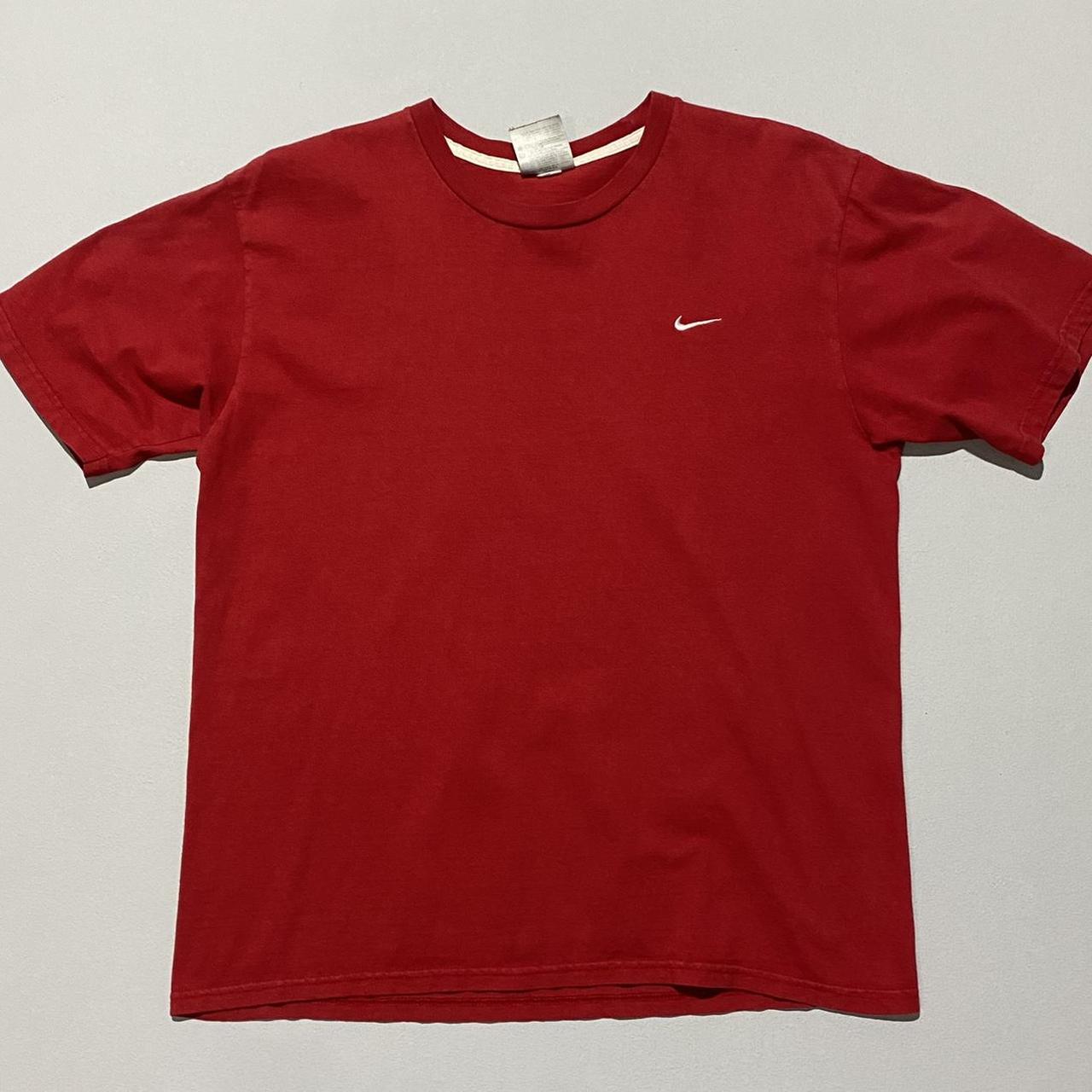 Vintage 90s Nike Red Swoosh Embroidered T-Shirt Sz... - Depop