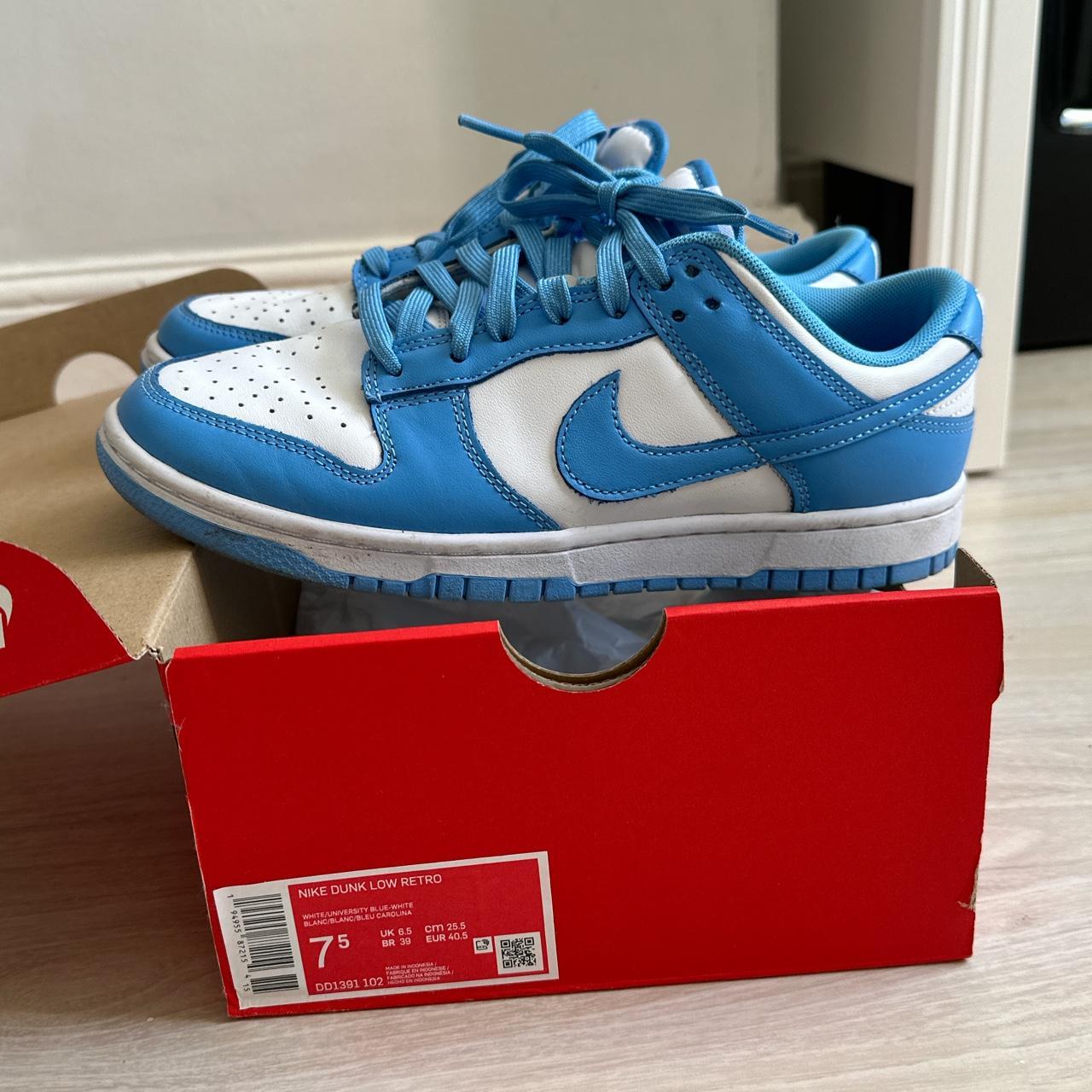 Nike Dunk Low UNC Blue 🦋 Condition 7/10 UK6.5... - Depop
