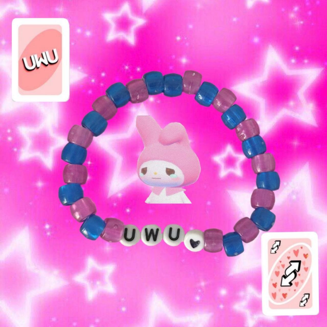 kandi “uwu” bracelet handmade by me message me for... - Depop