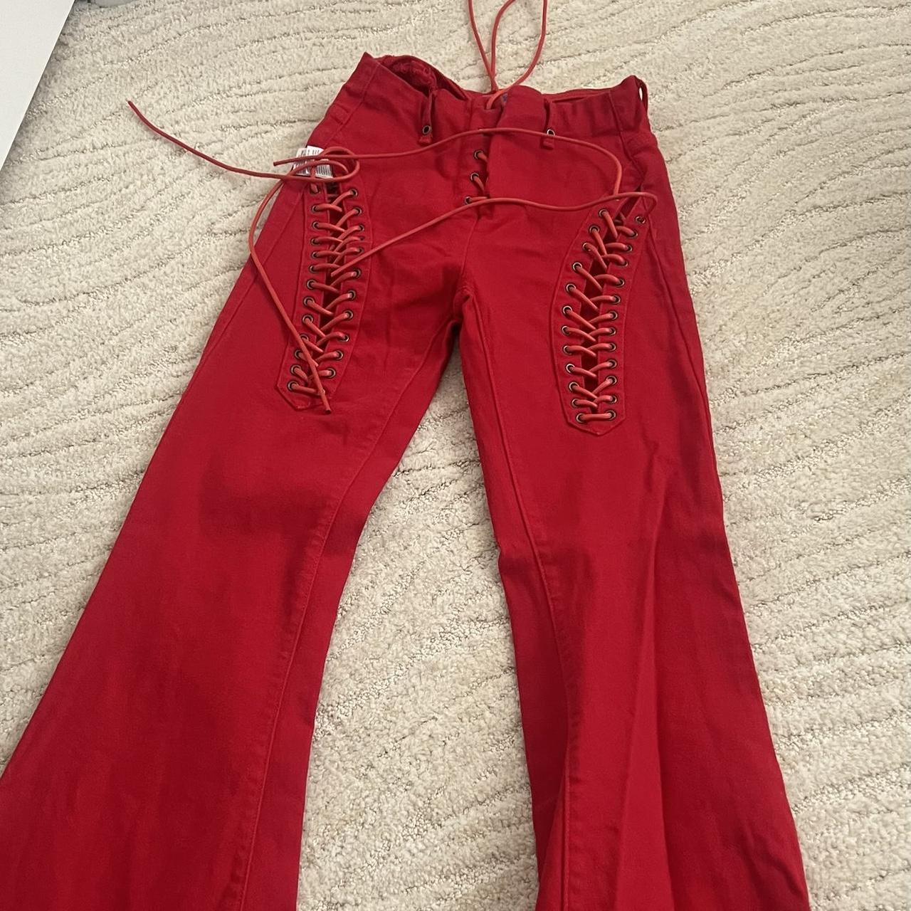 Edikted Women's Red Jeans | Depop