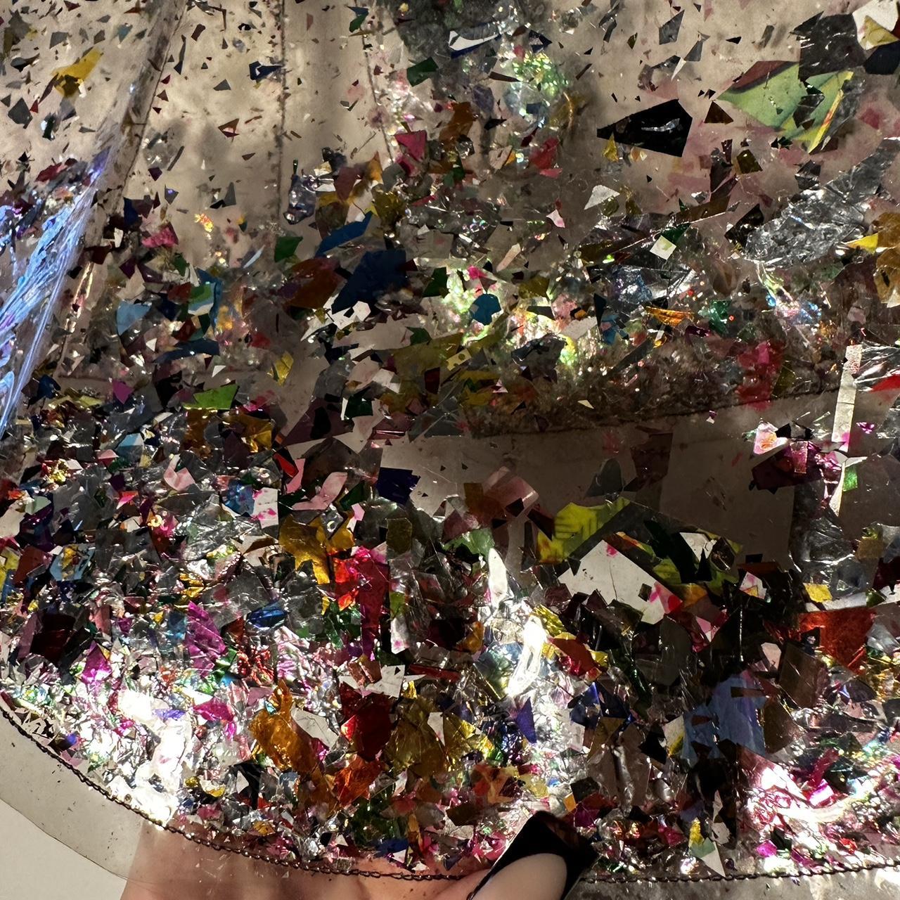 ㅤ♡ handmade encapsulated vinyl confetti skirt • one... - Depop