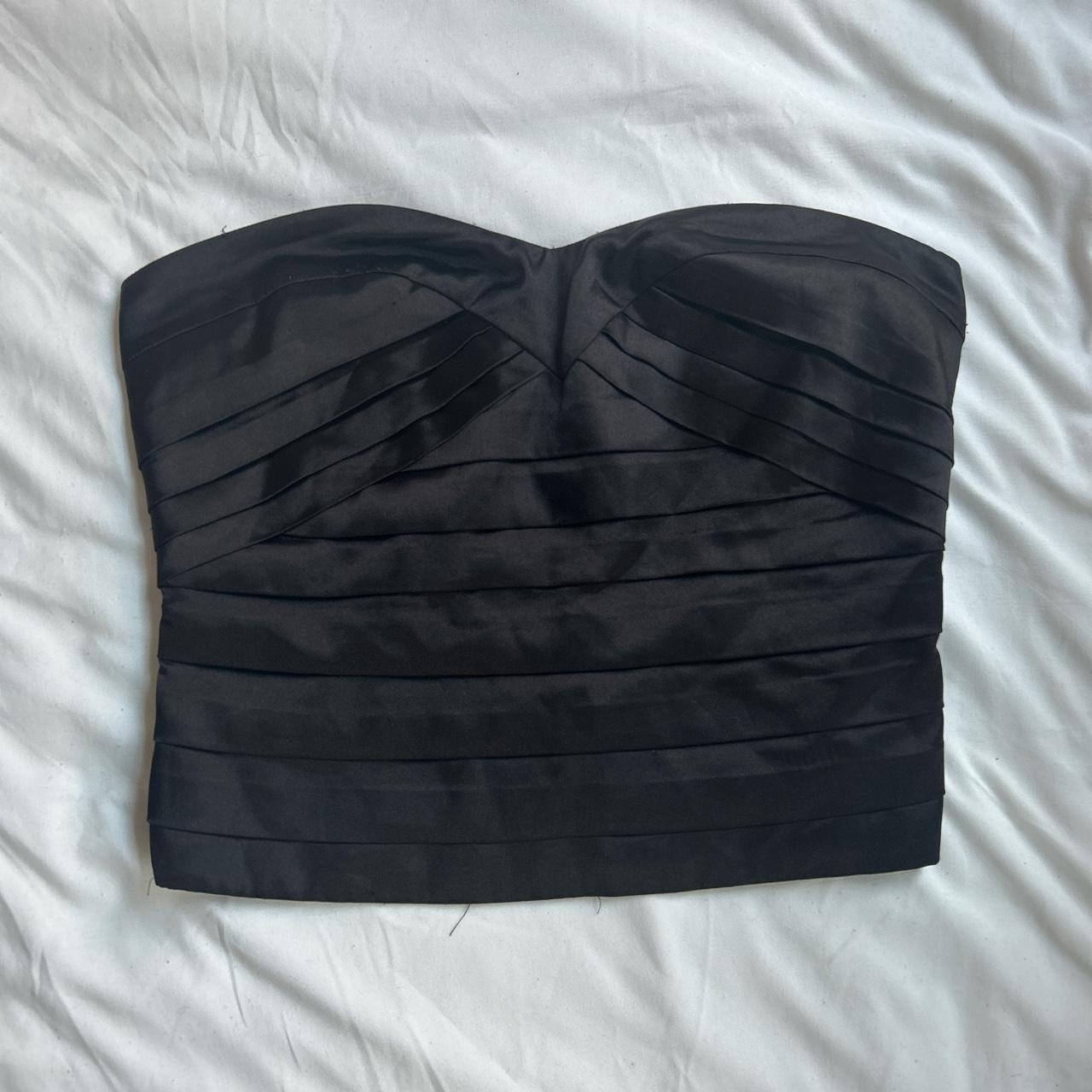 Black silk tube top! Zipper enclosure, size L - Depop