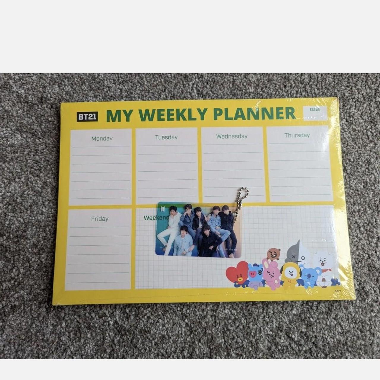BTS BT21 Weekly Planner and Keychain Never been... - Depop