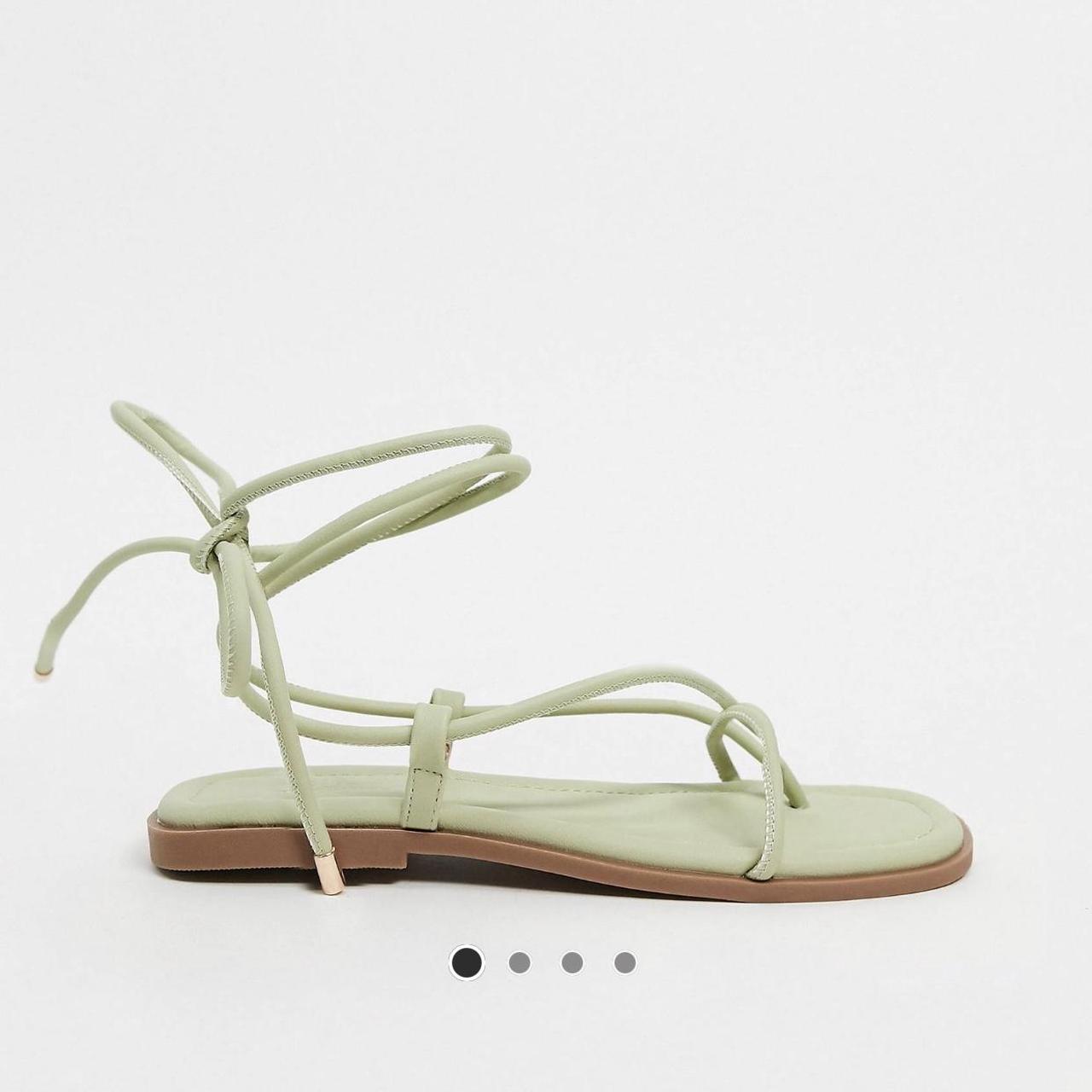 Truffle Collection square toe tie leg flat sandals... - Depop