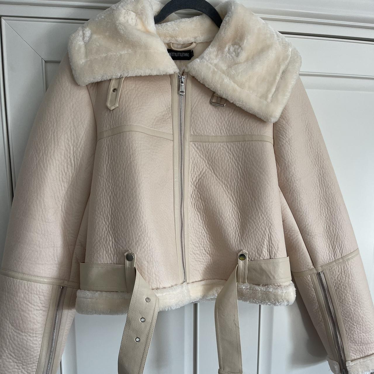 PrettyLittleThing Cream Aviator Jacket Brand New... - Depop