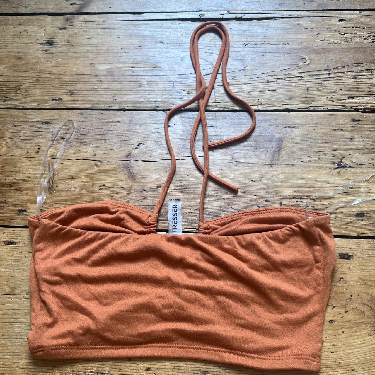 Orange crop top from boutique in LA , can be tied... - Depop