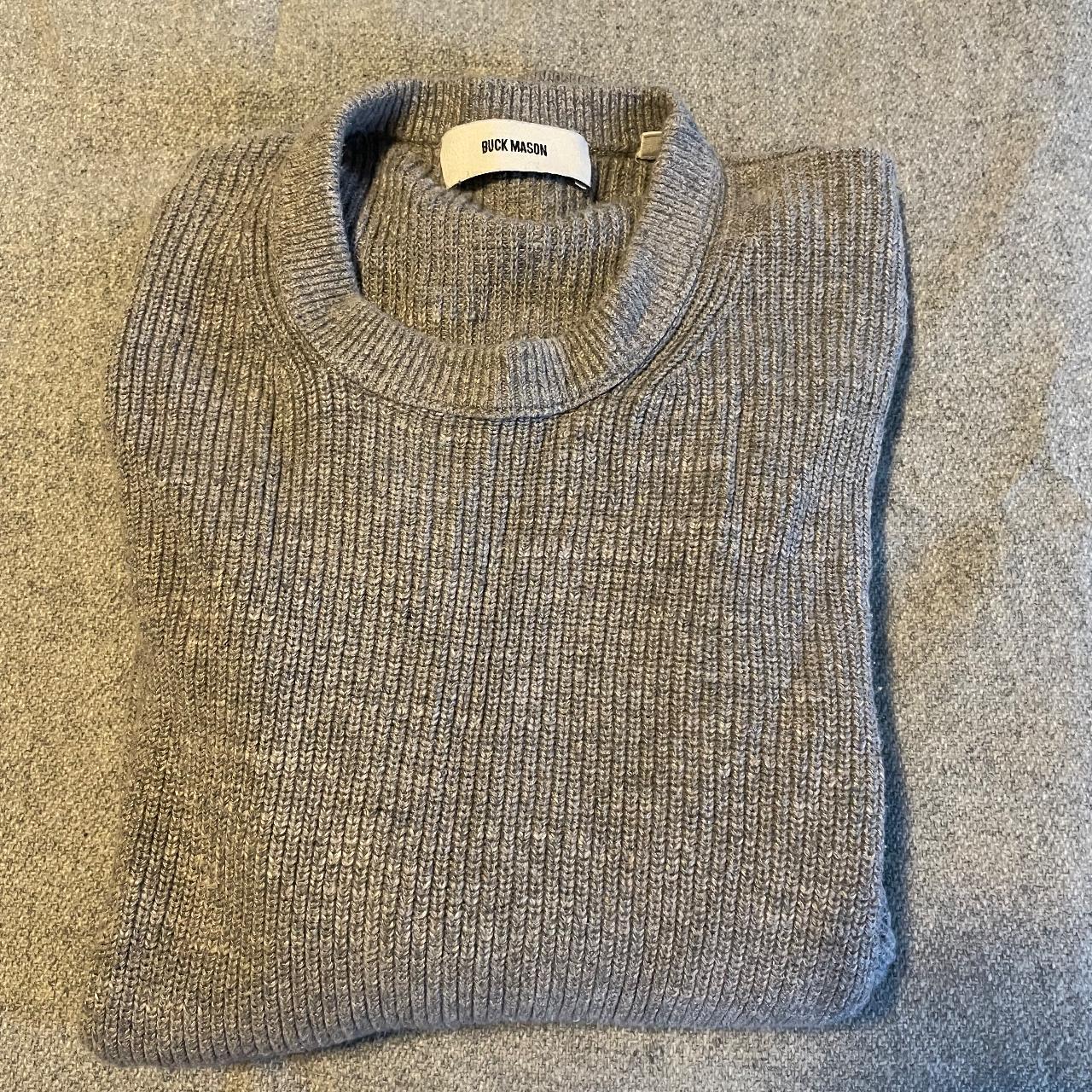 grey knit buck mason sweater. It fits pretty small - Depop