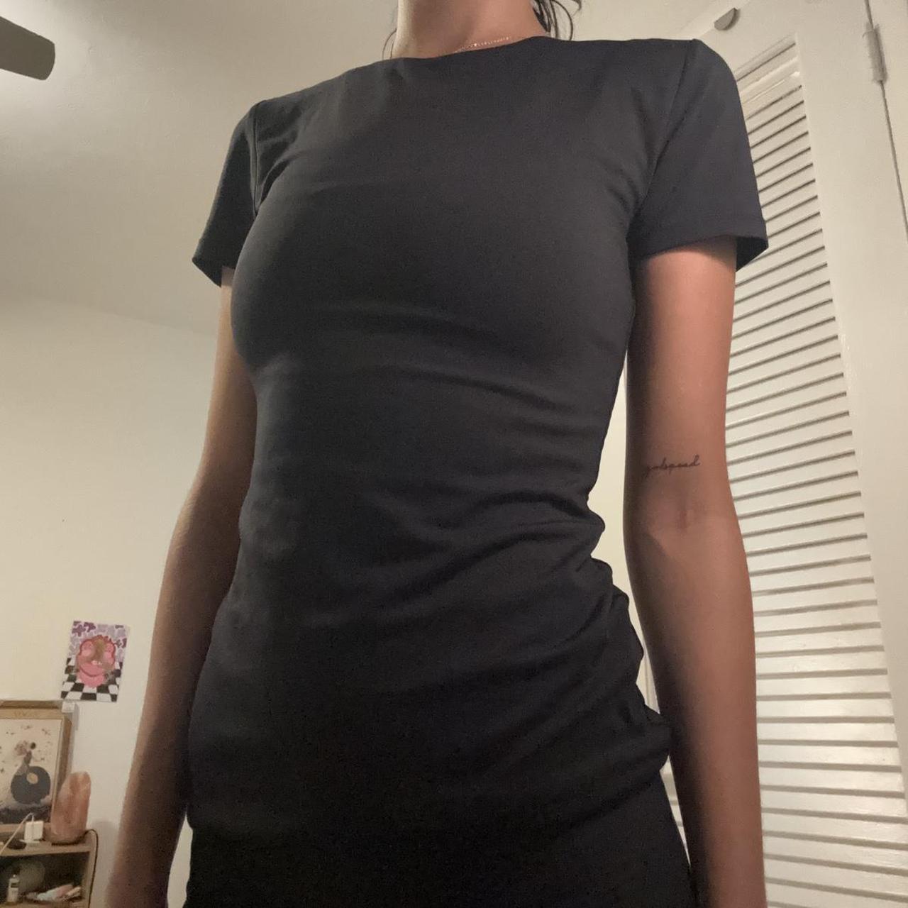 basic black contour tee, good for casual wear or... | Depop