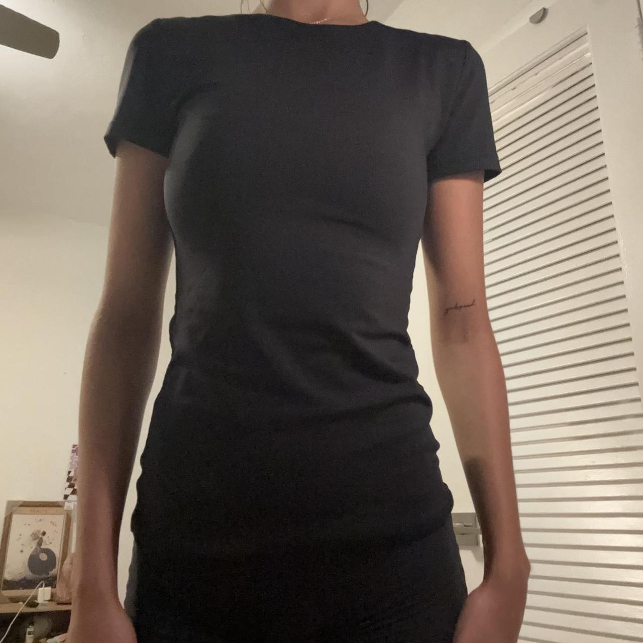 basic black contour tee, good for casual wear or... | Depop