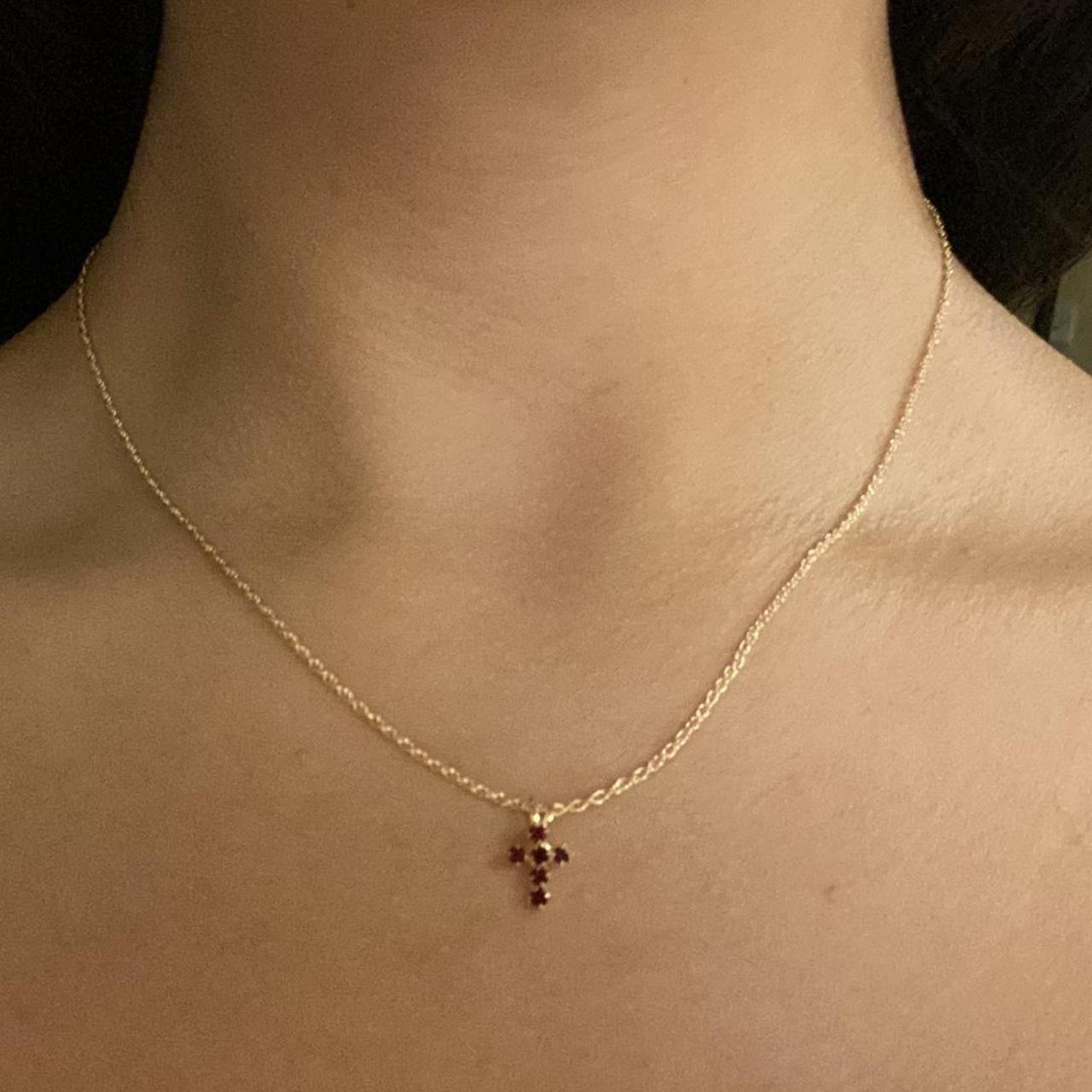 Tiny Red Cross Gold necklace!!! This necklace is... - Depop