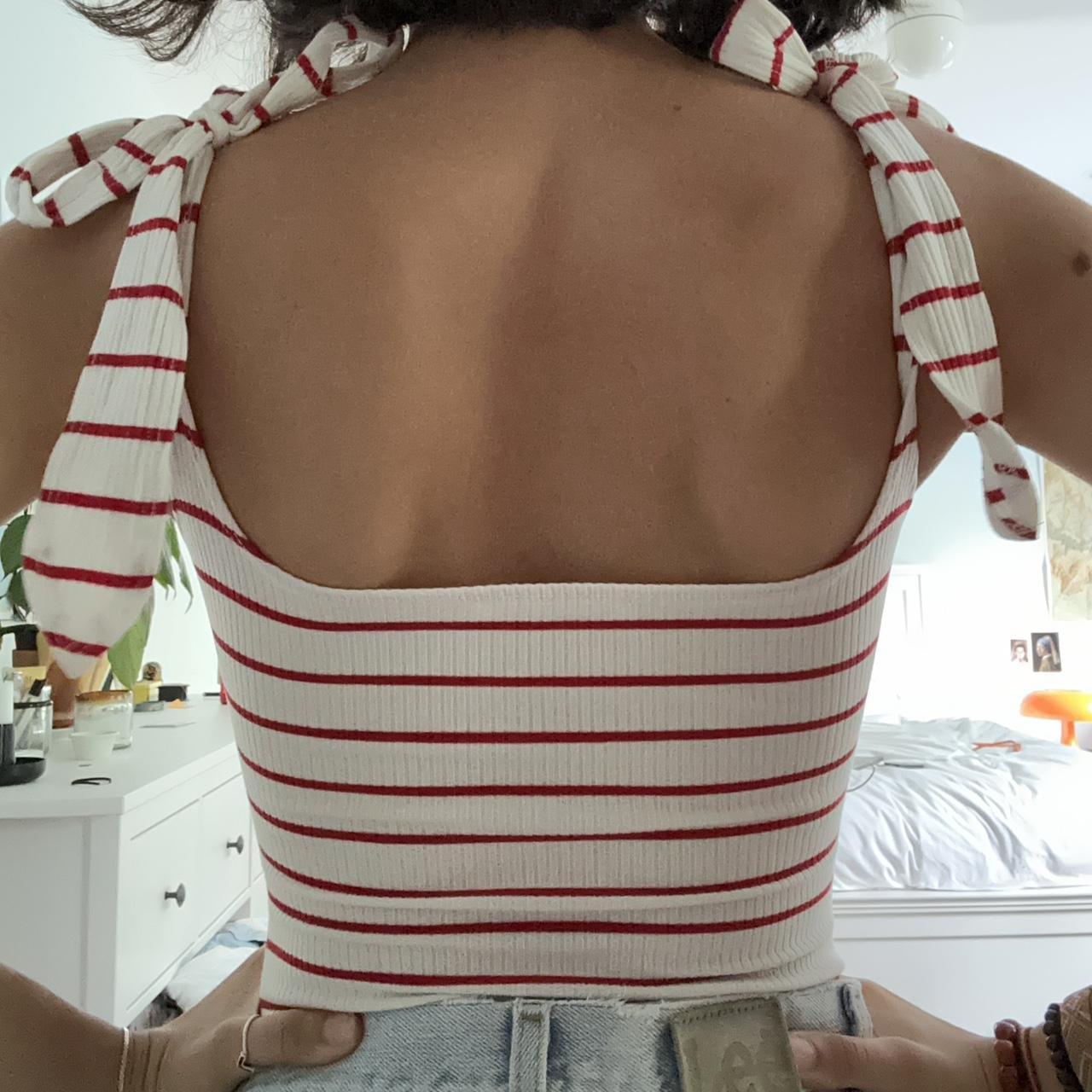 Reformation white and red striped body suit!! This... - Depop