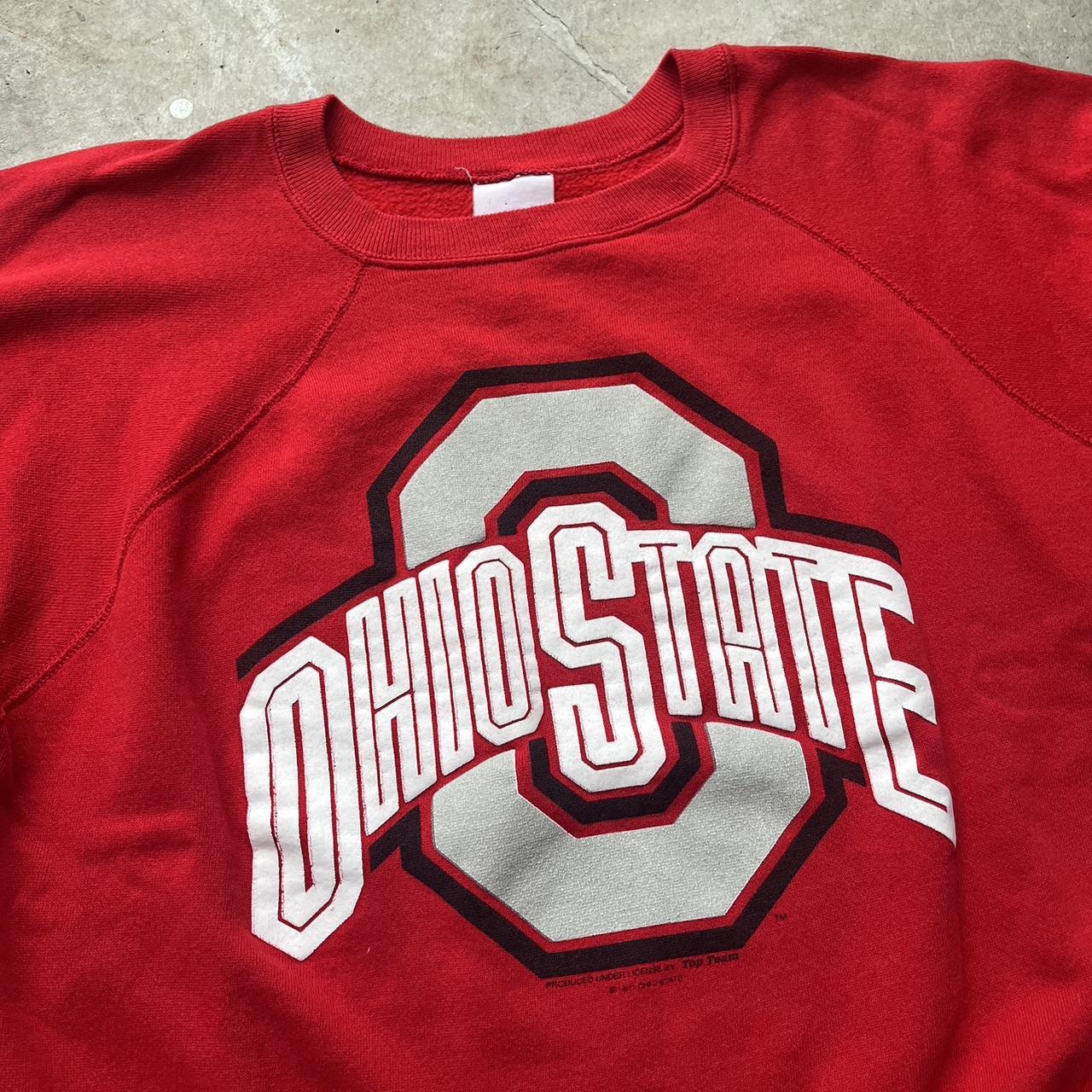 vintage 80s red ohio state classic spell out... - Depop